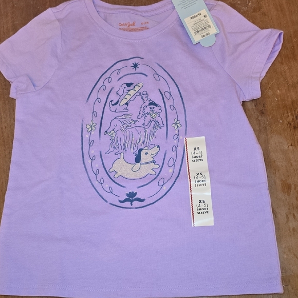 Cat & Jack | Shirts & Tops | Cat Jack Girls Purple Dog Graphic T Shirt ...
